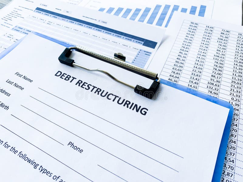 Debt Restructuring Document with Graph on Table. Stock Photo - Image of ...