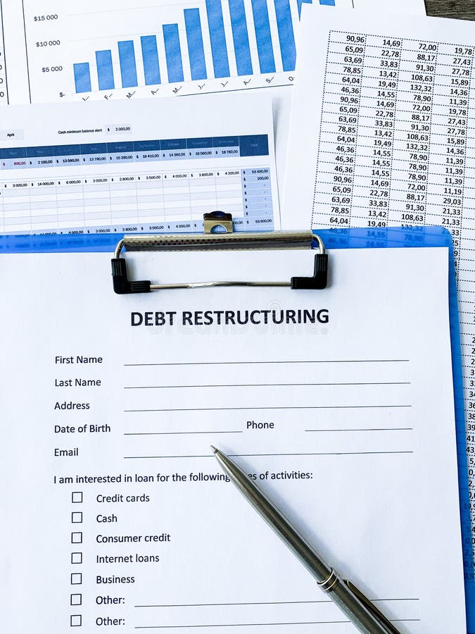 Debt Restructuring Document with Graph on Table. Stock Image - Image of ...