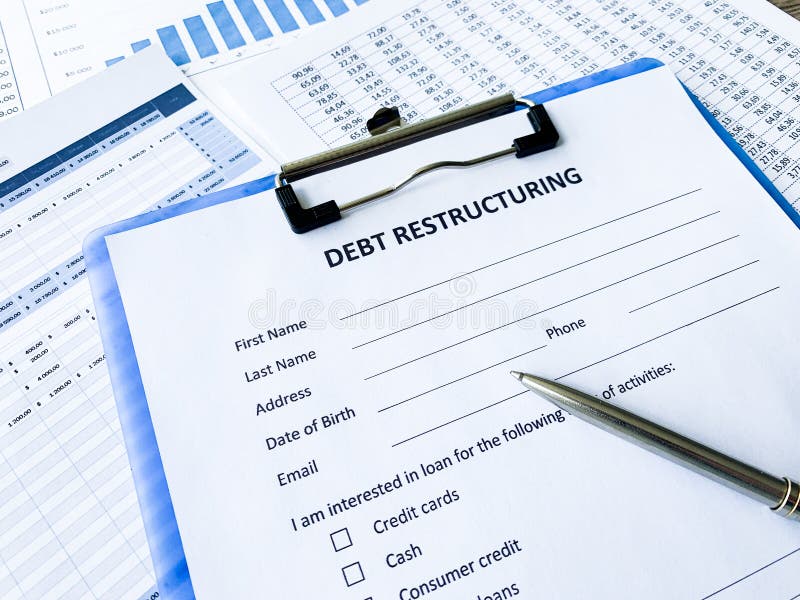 Debt Restructuring Document with Graph on Table. Stock Image - Image of ...