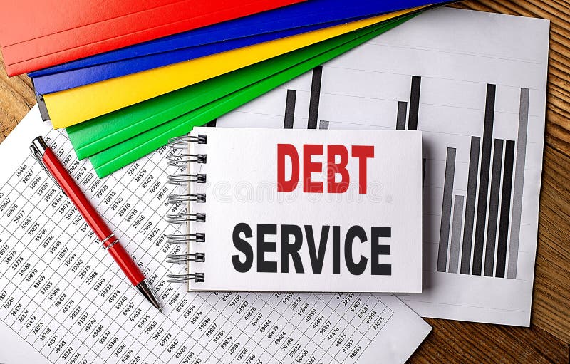 DEBT SERVICE Text on Notebook with Folder on Chart Stock Photo - Image ...