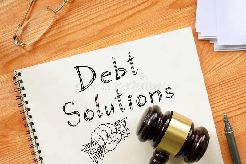 Debt Solutions are Shown on the Business Photo Using the Text Stock ...