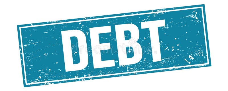 DEBT Text on Blue Grungy Rectangle Stamp Stock Illustration ...