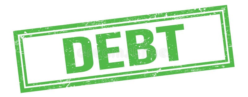 DEBT Text on Green Grungy Vintage Stamp Stock Illustration ...