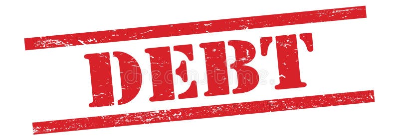 DEBT Text on Red Grungy Lines Stamp Stock Illustration - Illustration ...