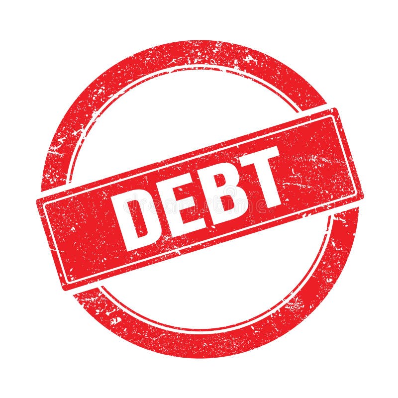 DEBT Text Written on Red Grungy Round Stamp Stock Illustration ...