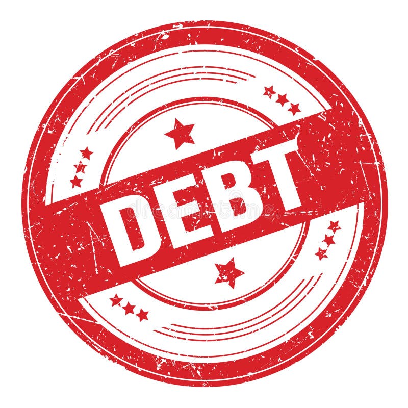 DEBT Text on Red Vintage Lines Stamp Stock Illustration - Illustration ...