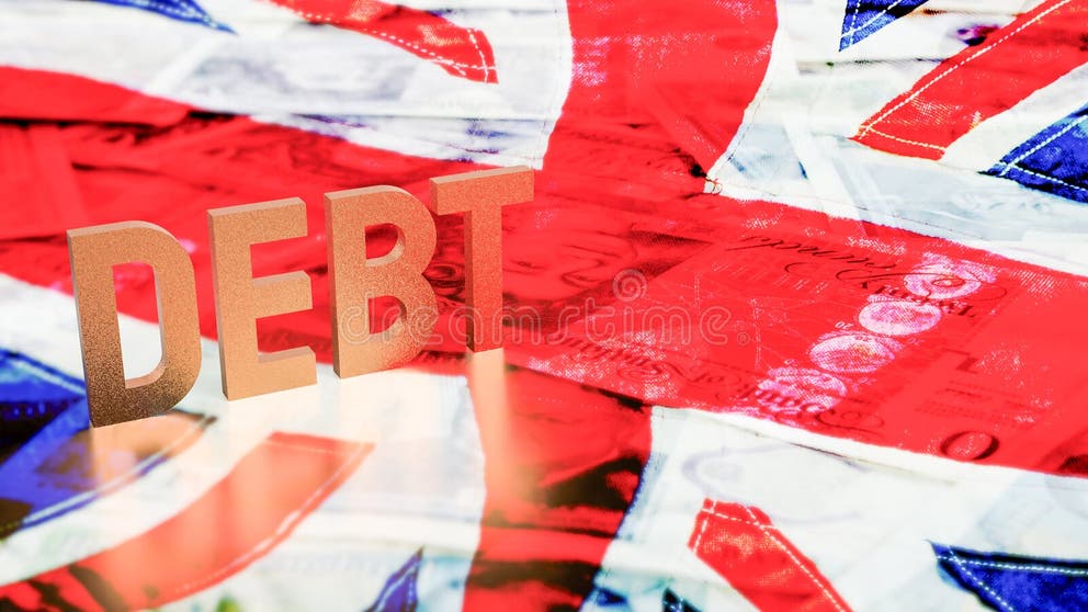 The Debt Text on Union Jack Flag for Business Concept 3d Rendering ...