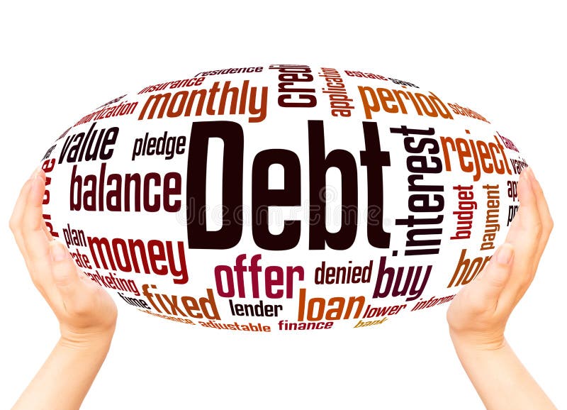 Debt Word Cloud Hand Sphere Concept Stock Illustration - Illustration ...