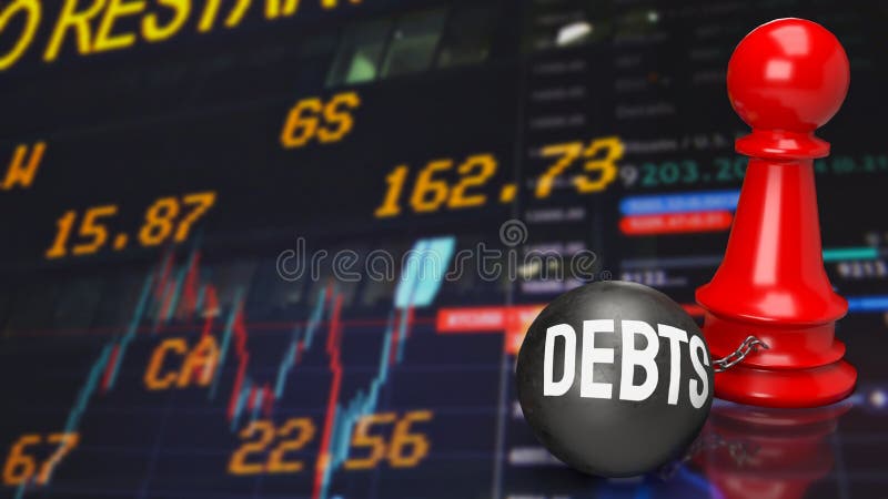 Debts and Red Chess for Business Concept 3d Rendering Stock ...
