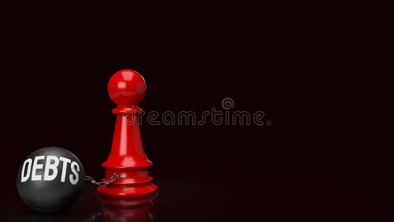 Debts and Red Chess for Business Concept 3d Rendering Stock ...