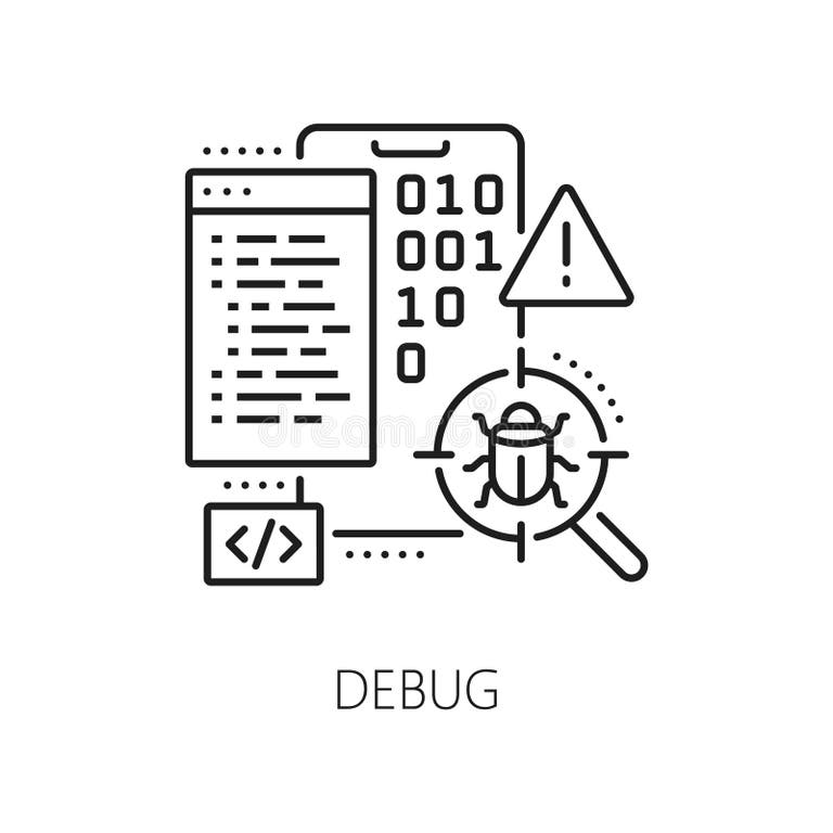Debug, Web App Develop and Optimization Icon Stock Vector ...