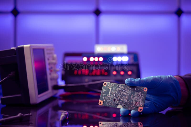 Debugging Electronics Device. PCB Witch Microcontroller in Electronics ...