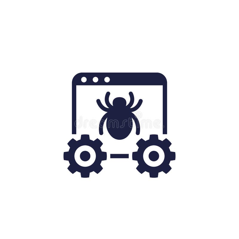 Debugging, Searching for Bugs Icon on White Stock Vector - Illustration ...