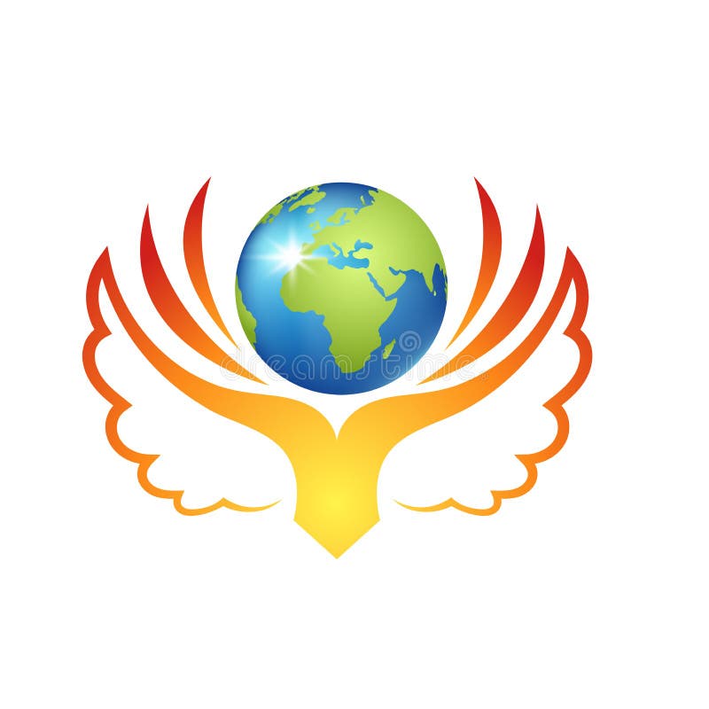 Angel Protect Globe Vector Icon. Stock Vector - Illustration of ...