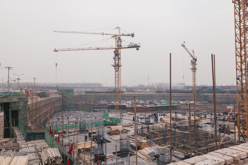 18 Dec,2014 Beijing. Work Activity on a Construction Site in City with ...