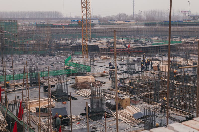 18 Dec,2014 Beijing. Work Activity on a Construction Site in City with ...