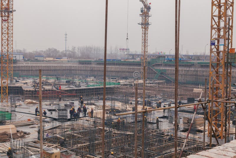 18 Dec,2014 Beijing. Work Activity on a Construction Site in City with ...