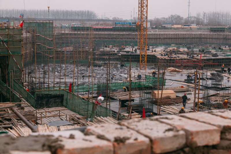 18 Dec,2014 Beijing. Work Activity on a Construction Site in City with ...