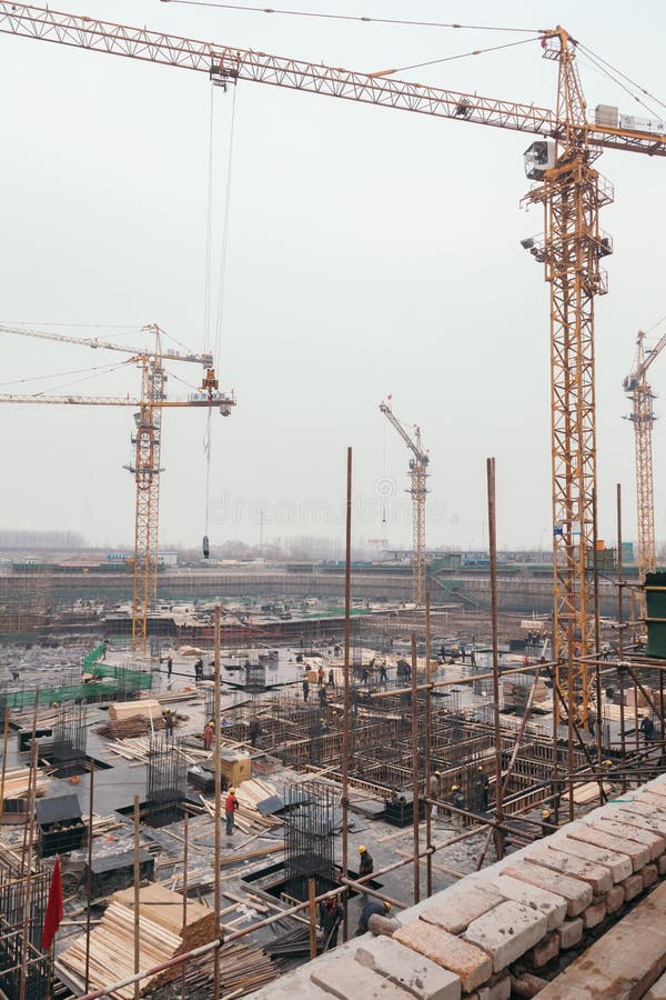 18 Dec,2014 Beijing. Work Activity on a Construction Site in City with ...