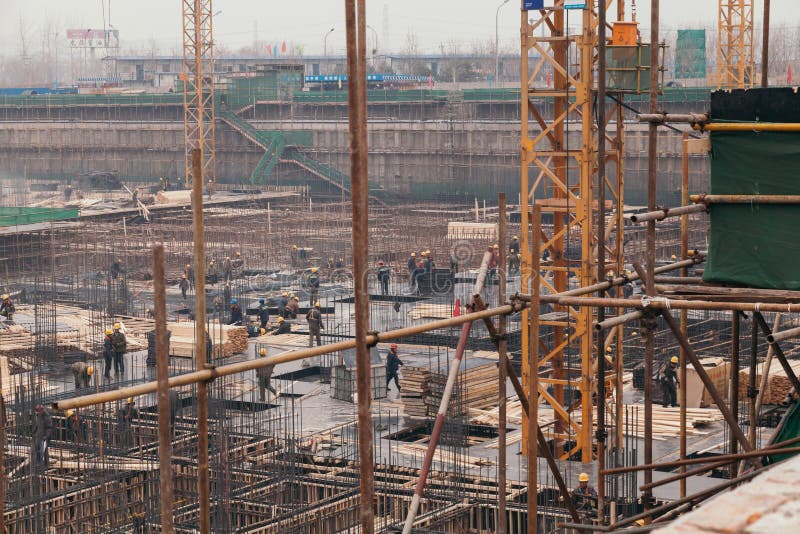 18 Dec,2014 Beijing. Work Activity on a Construction Site in City with ...