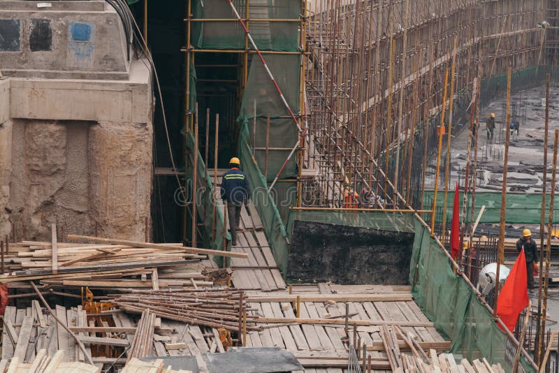 18 Dec,2014 Beijing. Work Activity on a Construction Site in City with ...