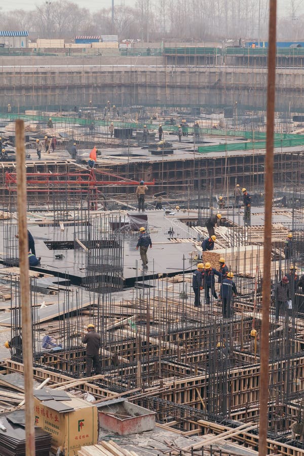 18 Dec,2014 Beijing. Work Activity on a Construction Site in City with ...