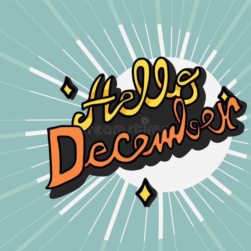 Hello December Word Retro Style Illustration Stock Vector ...