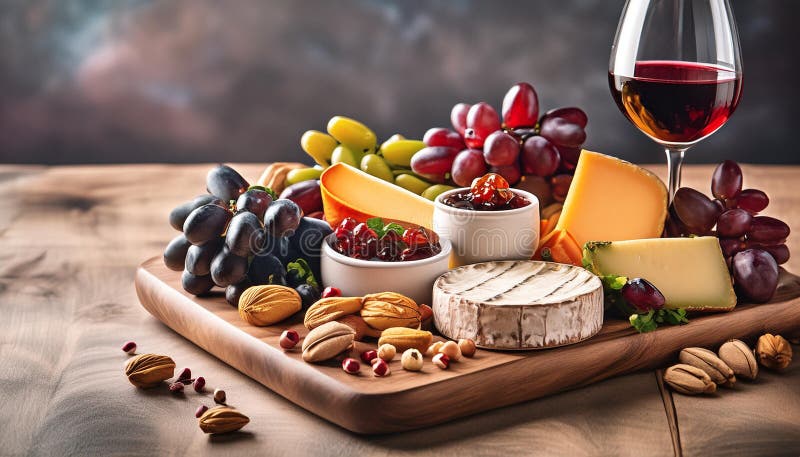 Decadent Cheese Board- Depict an Elegant Cheese Board with a Variety of ...
