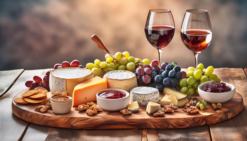 Decadent Cheese Board- Depict an Elegant Cheese Board with a Variety of ...