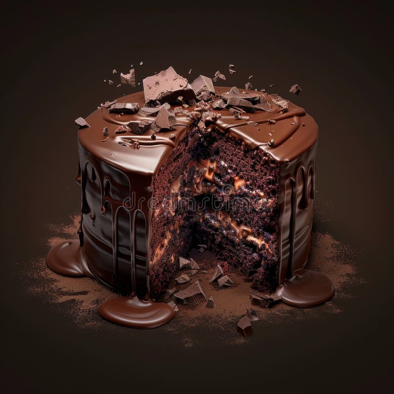 Decadent Chocolate Cake with Dripping Glaze Stock Illustration ...