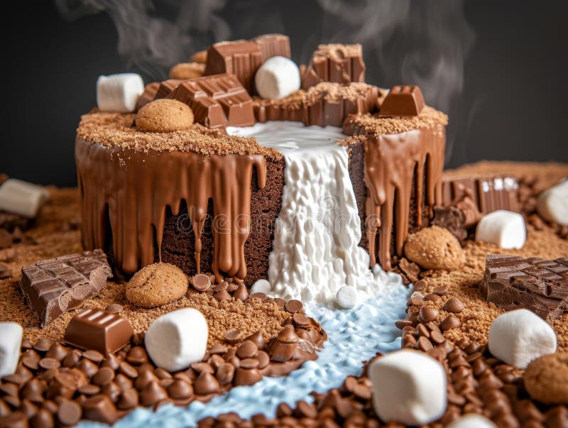 Decadent Chocolate Cake with Melting Toppings Stock Illustration ...