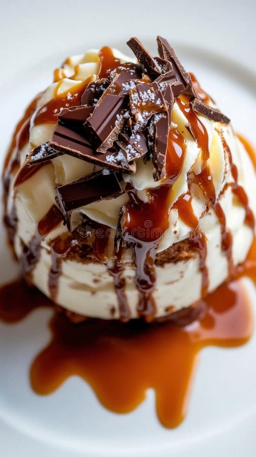 Decadent Chocolate Caramel Ice Cream Dessert with Shaved Chocolate ...