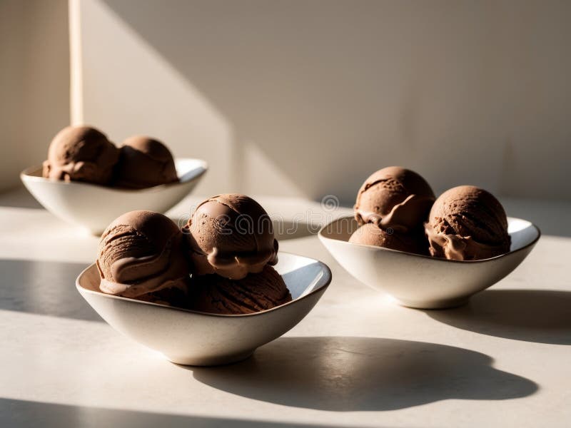 Decadent Chocolate Ice Cream Scoops in Bowls Stock Image - Image of ...