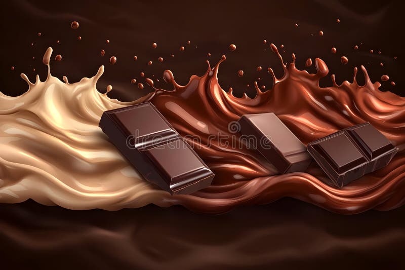 Decadent Chocolate Indulgence: Milk and Dark Chocolate Splash Stock ...