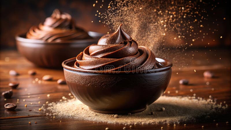 Decadent Chocolate Mousse in a Rustic Bowl with Cocoa Powder Dust ...