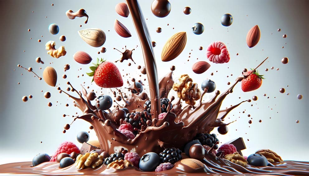 Decadent Chocolate Splash with Nuts, Raspberries, Almonds, and ...