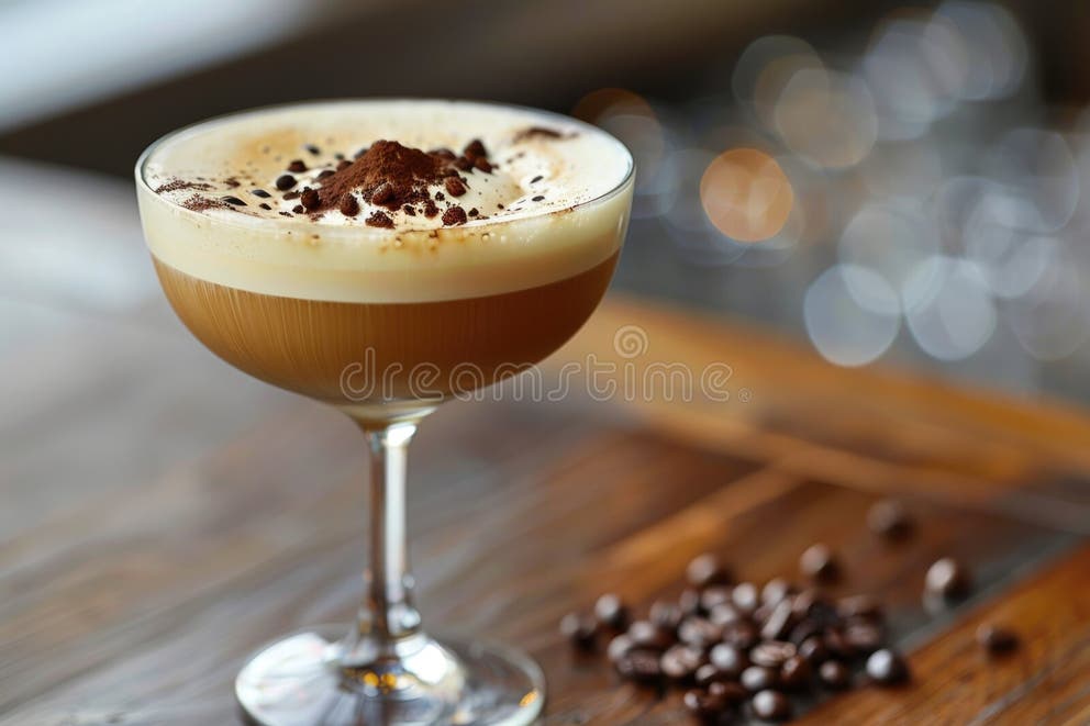 Decadent Coffee Cocktail with Cream and Beans Stock Photo - Image of ...