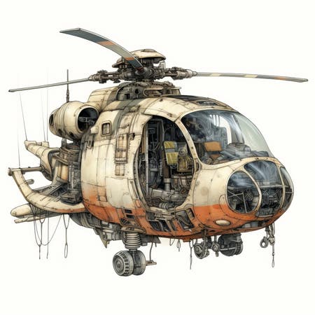 Decadent Decay: Post-apocalyptic Helicopter Illustration Stock ...