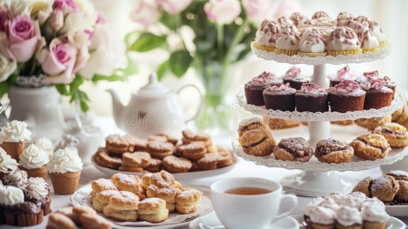 A Decadent Dessert Table Featuring an Array of Cakes, Cookies, and ...