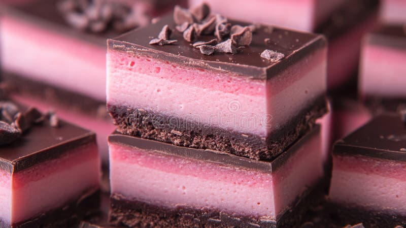 Decadent Layered Chocolate Raspberry Pastry with Cocoa Nibs for Dessert ...