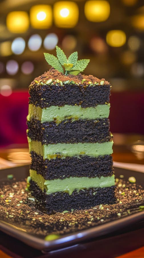 Decadent Mint Sponge Cake with Pistachio Layers and Chocolate Glaze ...