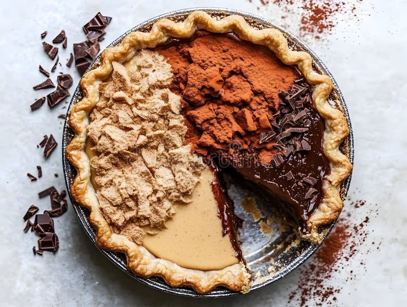 A Decadent Pie with Three Distinct Layers Chocolate, Caramel, and Cocoa ...