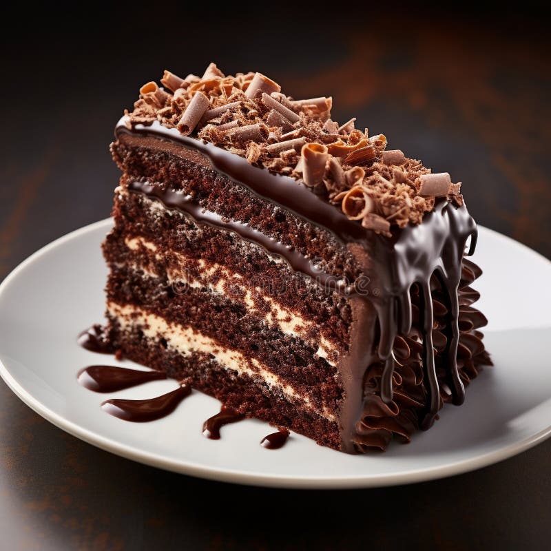 A Decadent Slice of Triple-layer Chocolate Cake Stock Illustration ...