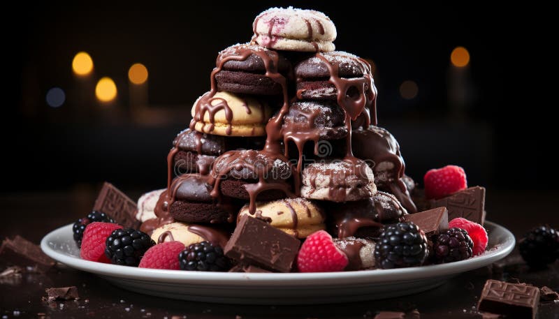 A Decadent Stack of Homemade Dark Chocolate Raspberry Brownie Cookies ...