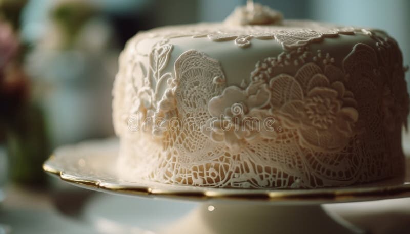 A Decadent Wedding Cake with Ornate Flower Design and Chocolate ...