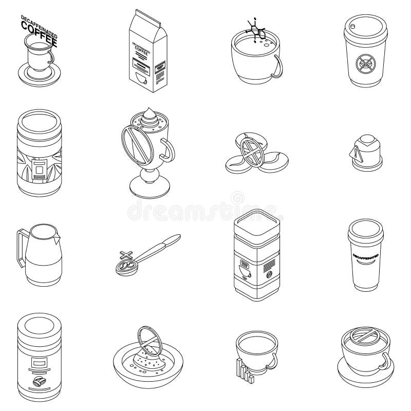 Decaffeinated Coffee Icons Set Vector Outline Stock Vector ...