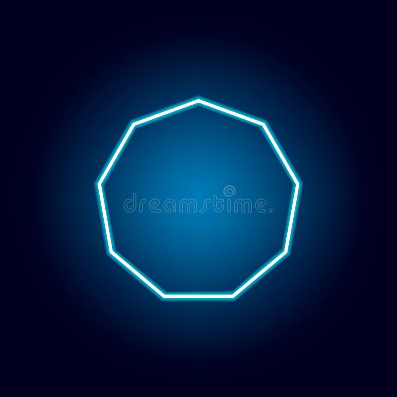 Decagon Icon in Neon Style. Geometric Figure Element for Mobile Concept ...