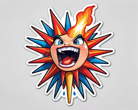 Decal Sticker Label Fireworks Explosion Fire Hazard Cartoon Stock ...