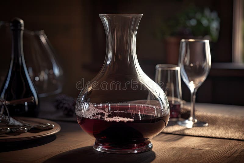 Decanter Filled with Aged Red Wine, Ready To Be Served Stock Photo ...