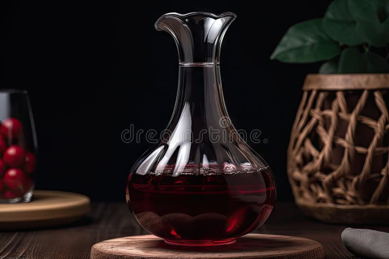 Decanter Filled with Ruby Red Wine, Ready To Be Served Stock Photo ...